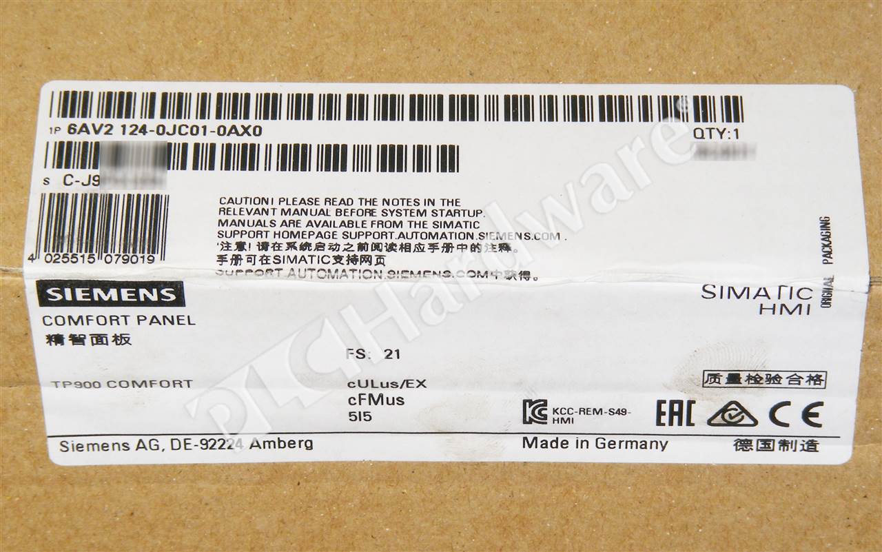 PLC Hardware - Siemens 6AV2124-0JC01-0AX0, Surplus Sealed Pre-owned