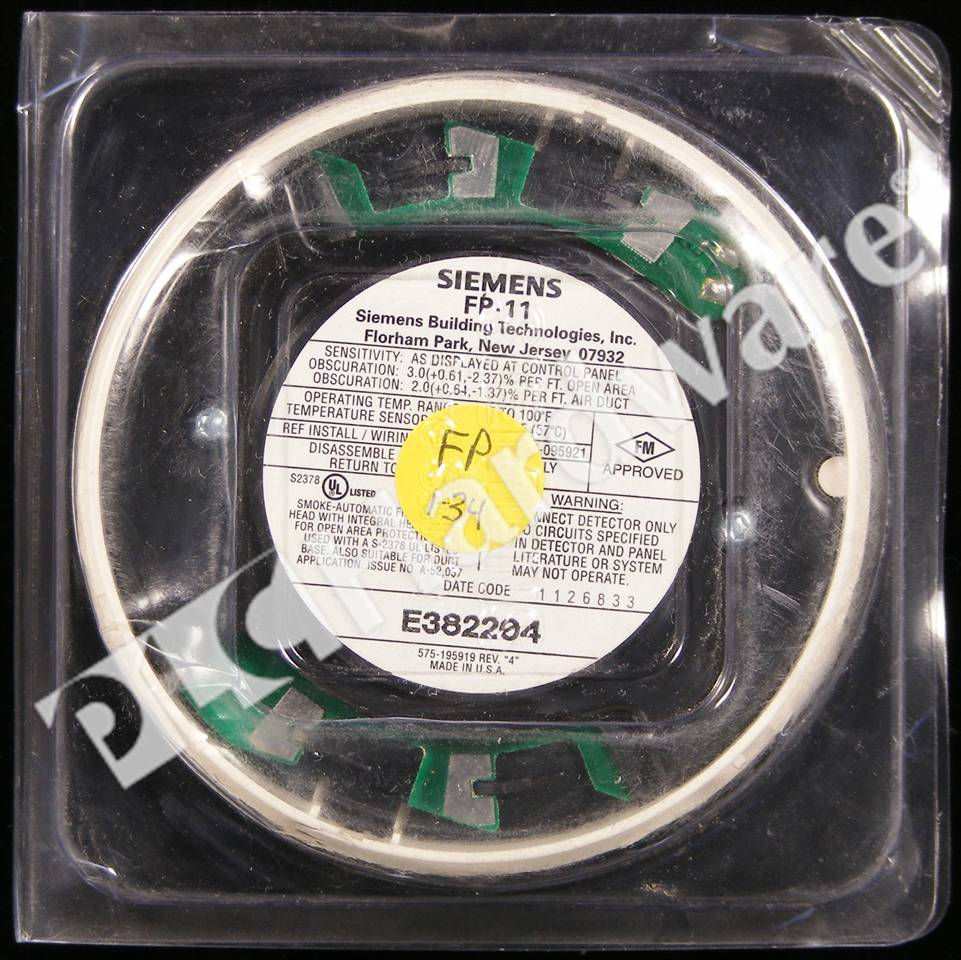 PLC Hardware: Siemens FP-11 FirePrintTM Smoke/Heat Detector, 2-Wire, 16 ...
