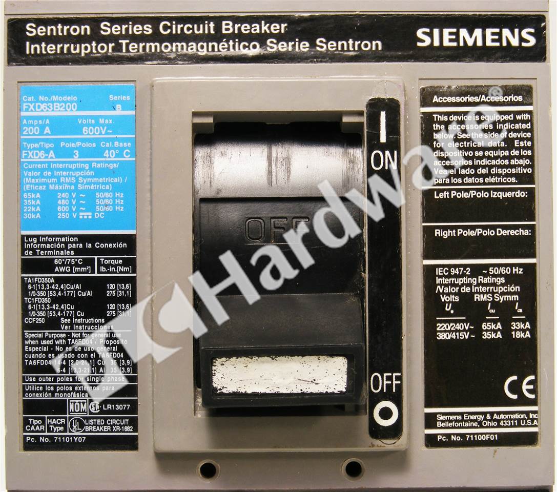 PLC Hardware - Siemens FXD63B200, Used PLCH Packaging