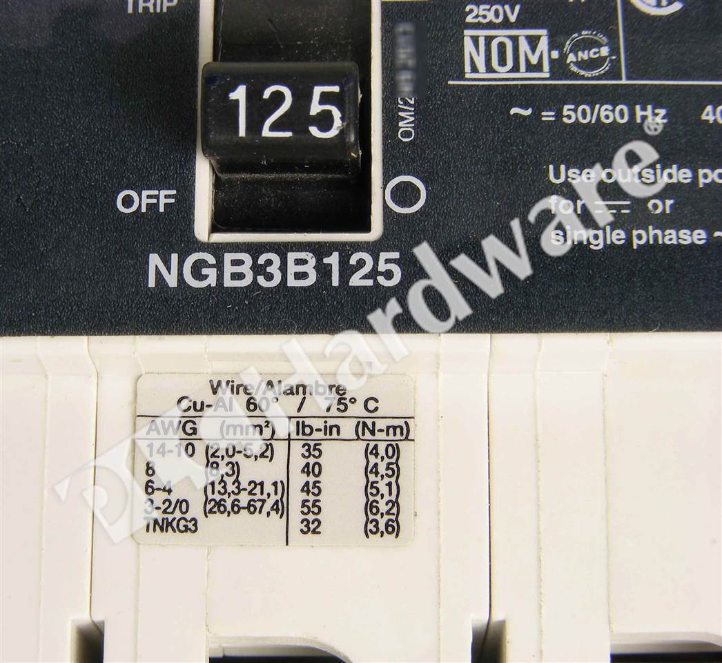 PLC Hardware: Siemens NGB3B125 Circuit Breaker, NGB, 3-Pole, 125A, 600V ...